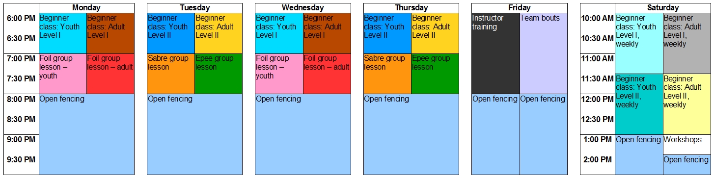 Schedule sample • Tidewater Fencing Club